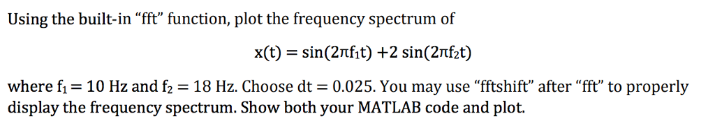 Solved Using the built-in "fft" function, plot the frequency | Chegg.com