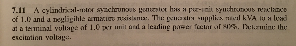 Solved A cylindrical-rotor synchronous generator has a | Chegg.com