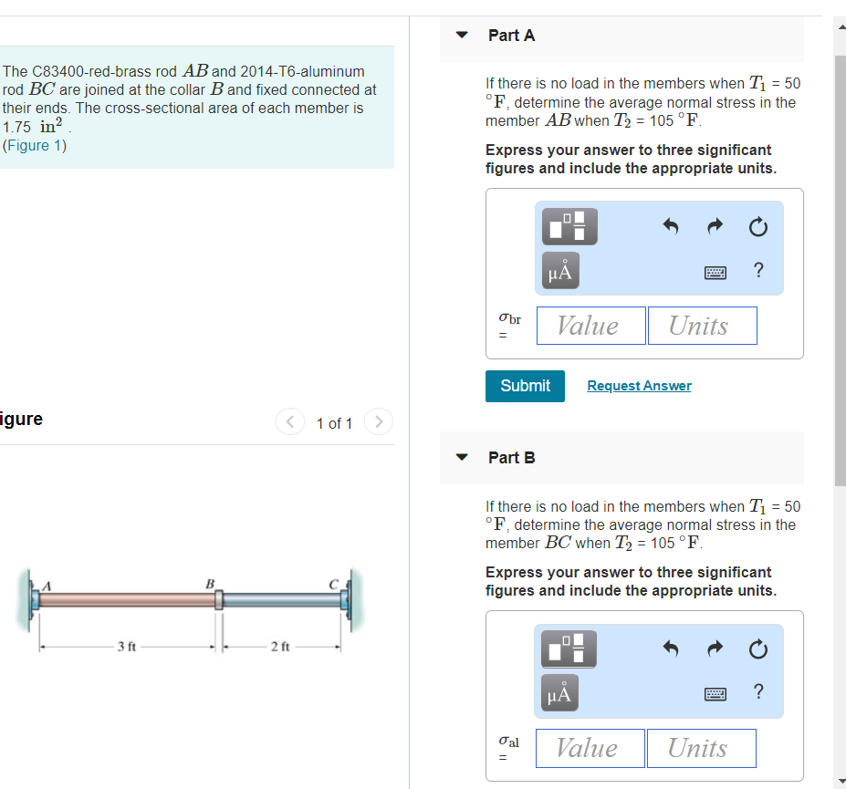 Solved Part A The C83400-red-brass rod AB and | Chegg.com
