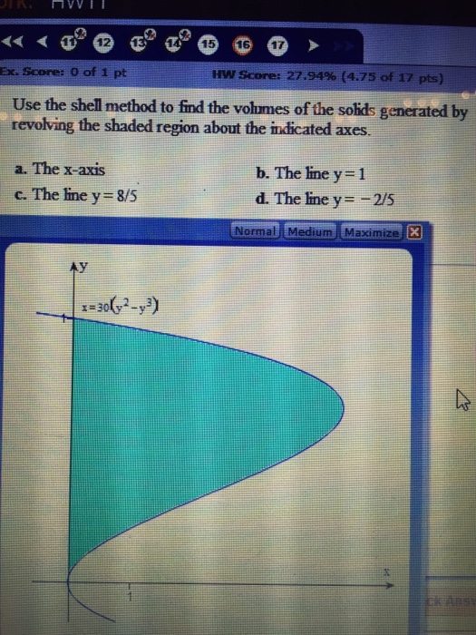 Solved Use the shell method to find the volumes of the | Chegg.com