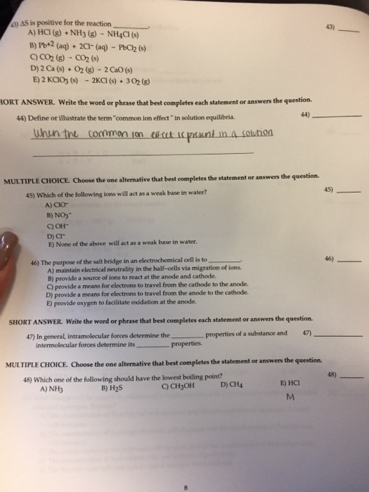 Solved Delta s is positive for the reaction ____. Define or | Chegg.com