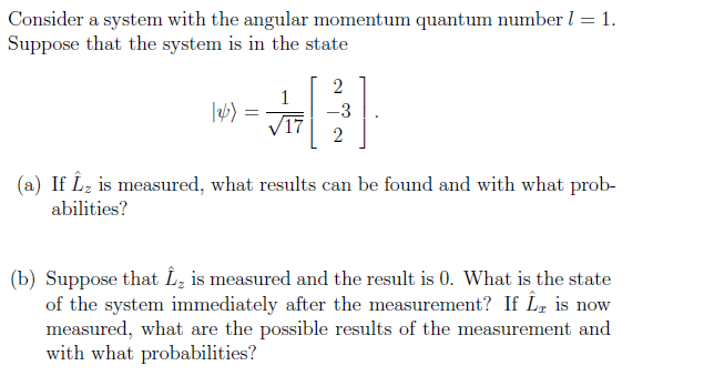 Solved Consider a system with the angular momentum quantum | Chegg.com