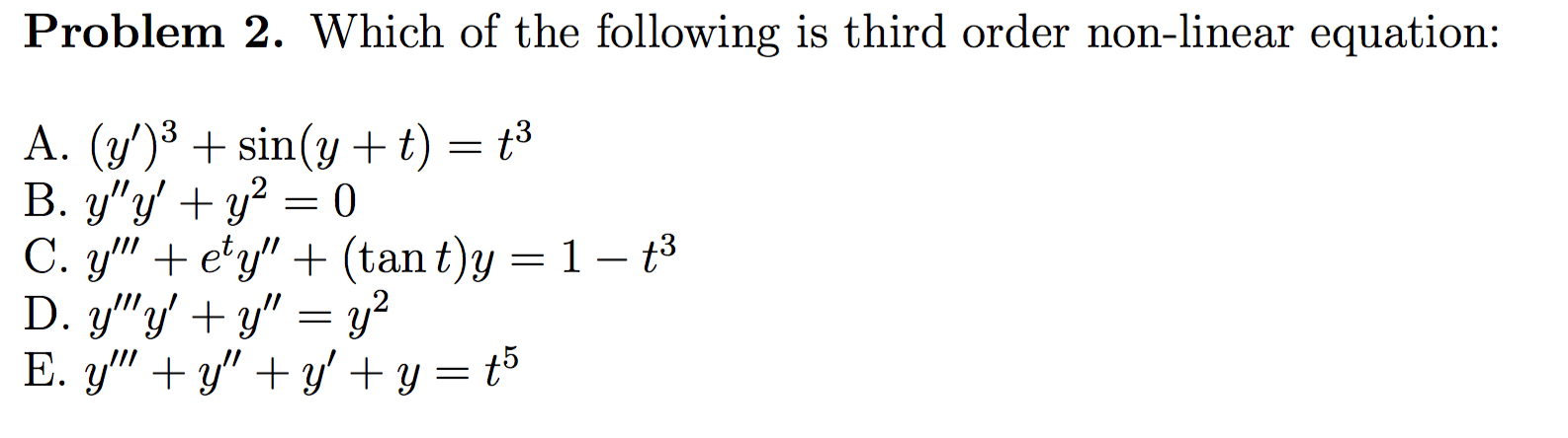 Solved Which of the following is third order non-linear | Chegg.com