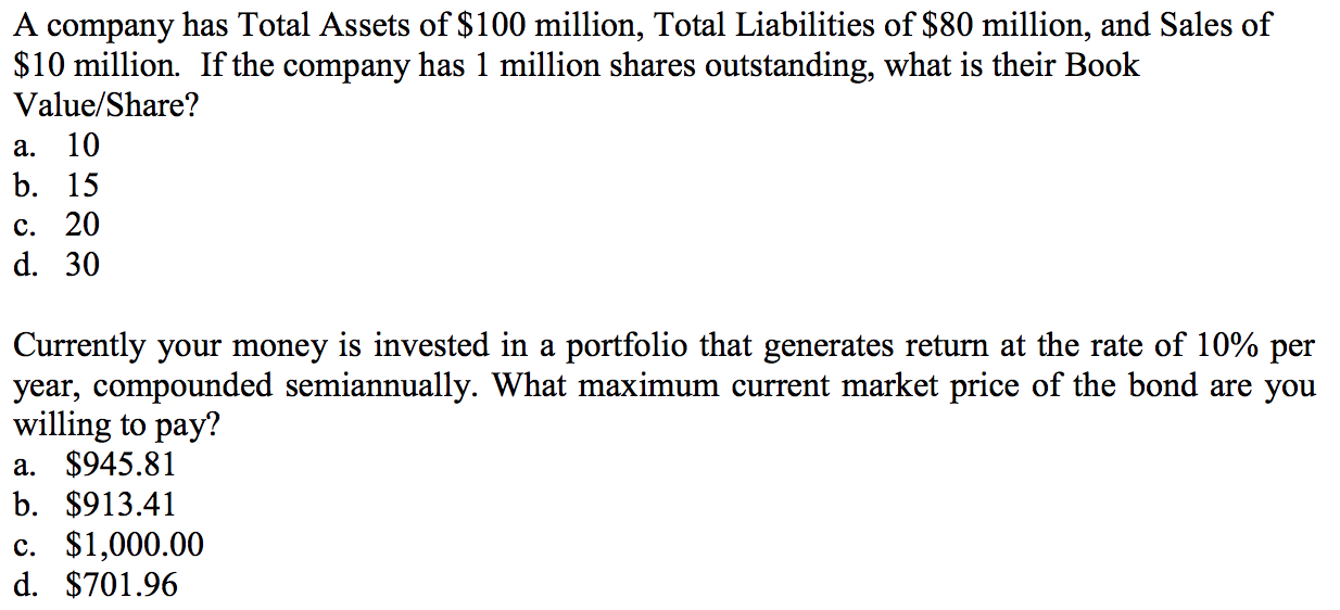 Solved A company has Total Assets of $100 million, Total | Chegg.com