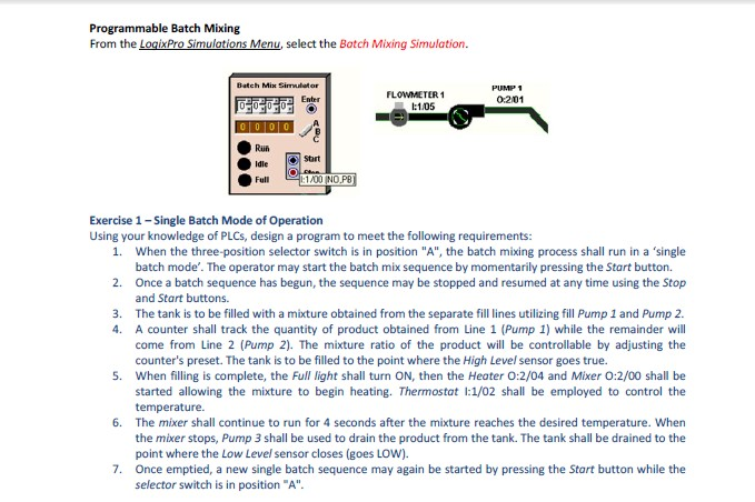 Programmable Batch Mixing From the LoaixPro | Chegg.com