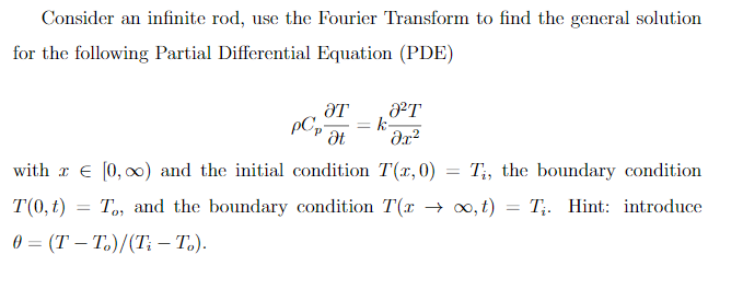 Solved Consider an infinite rod, use the Fourier Transform | Chegg.com