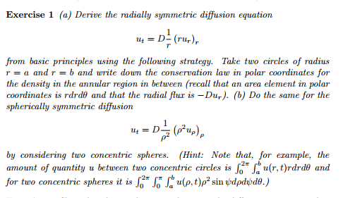 Derive the radially symmetric diffusion equation ut = | Chegg.com