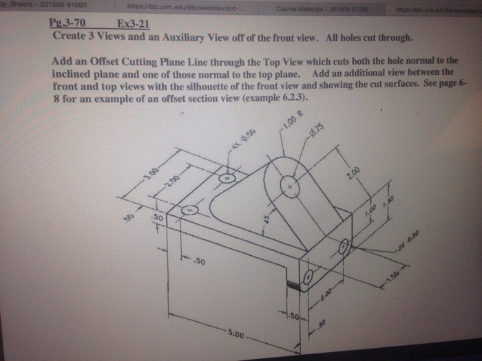 Solved Add an offset cutting plane line through the top view | Chegg.com