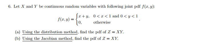 Solved 6. Let X and Y be continuous random variables with | Chegg.com