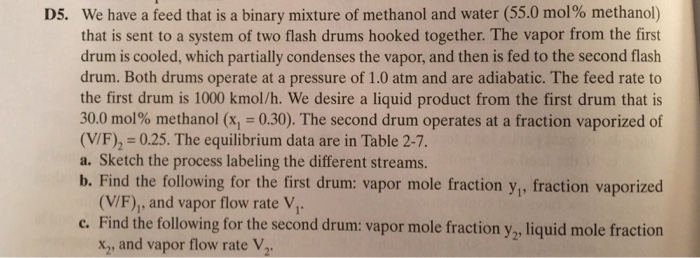 We have a feed that is a binary mixture of methanol | Chegg.com