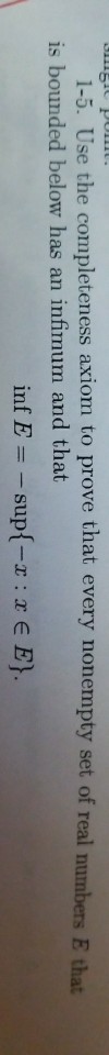 Solved 1-5. Use the completeness axiom to prove that every | Chegg.com