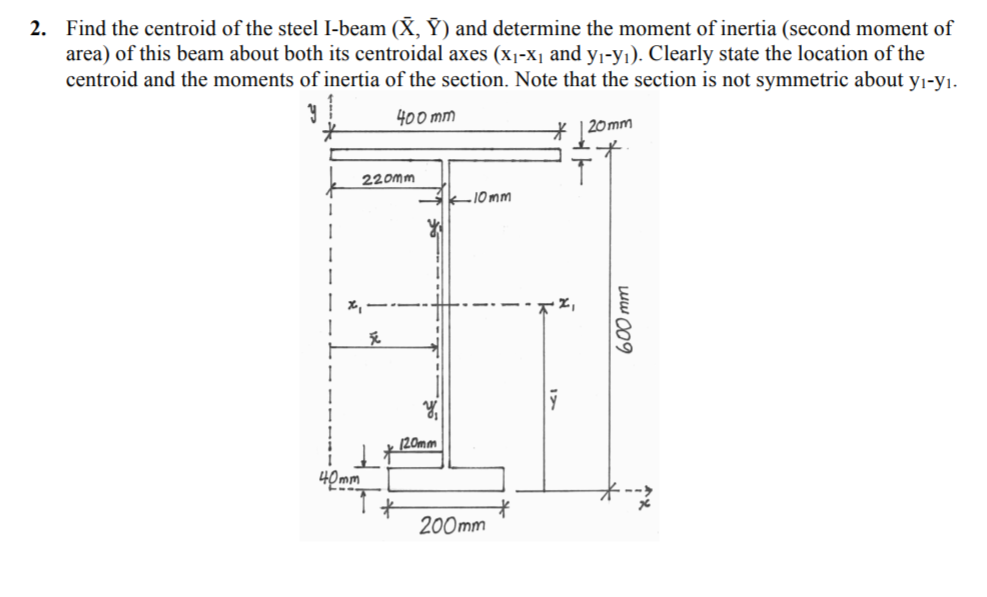 Solved 2 Find The Centroid Of The Steel I Beam X And