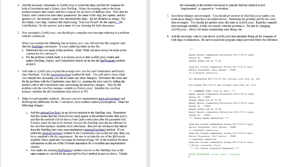 Lab 06 - Inheritance and Polymorphism c. gstCartain | Chegg.com