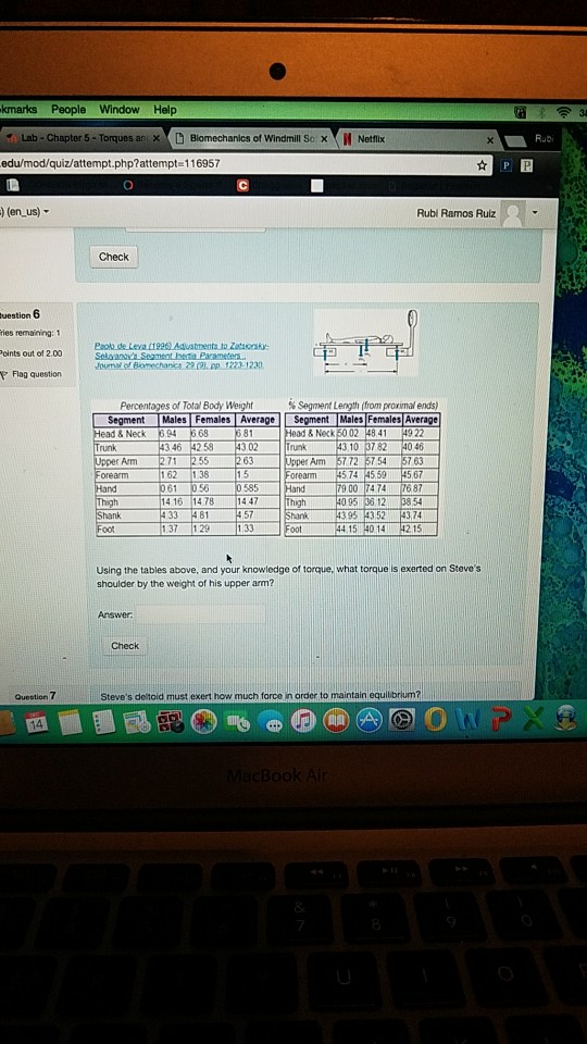 Solved kmarks People Window Help Lab-Chapter 5 . Torques anx | Chegg.com