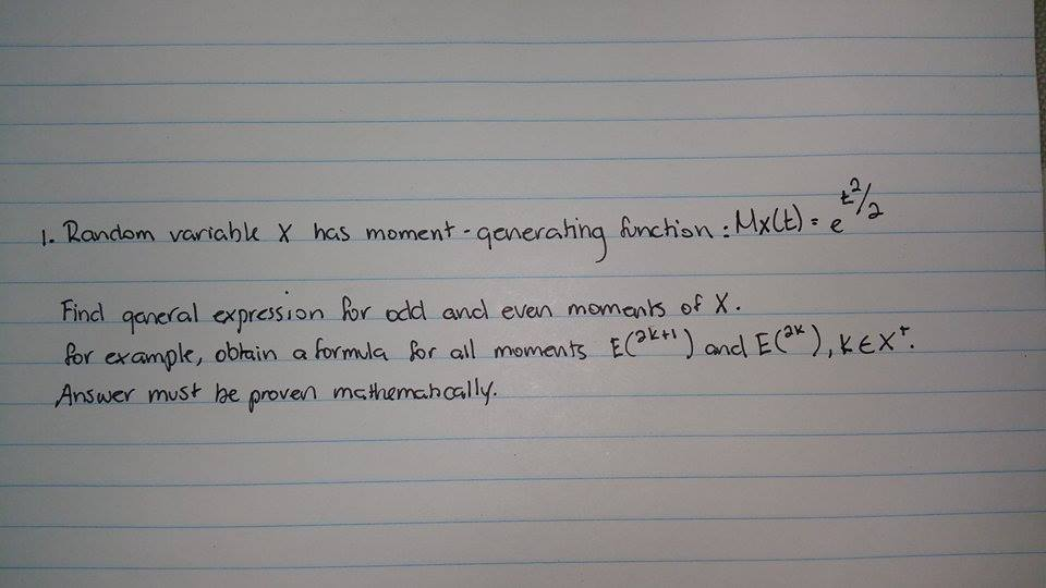 Solved Random variable X has moment - generating function: | Chegg.com