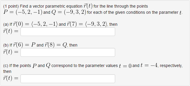 Solved Find a vector parametric equation r(t) for the line | Chegg.com