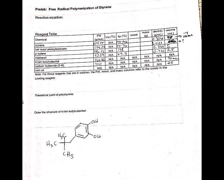 Solved Prelab: Free Radical Polymerization of Styrene | Chegg.com