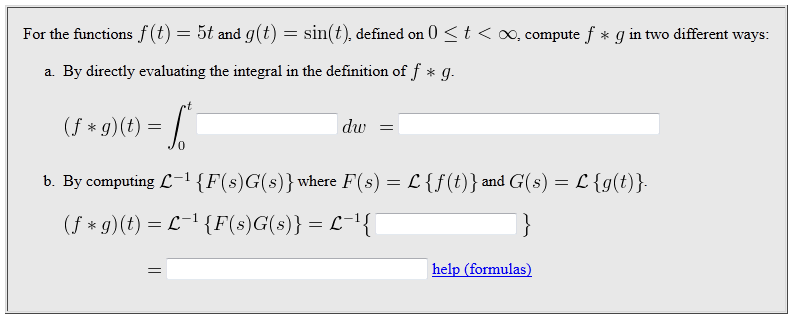 For the functions f(t) = 5t and g(t) = Sin(t), | Chegg.com