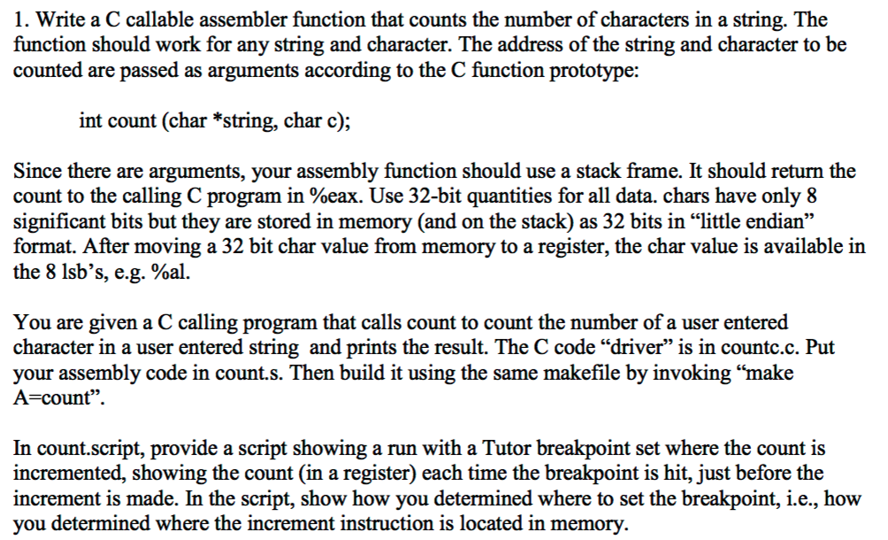 Solved How To Write A C Callable Assembler Function That 4314