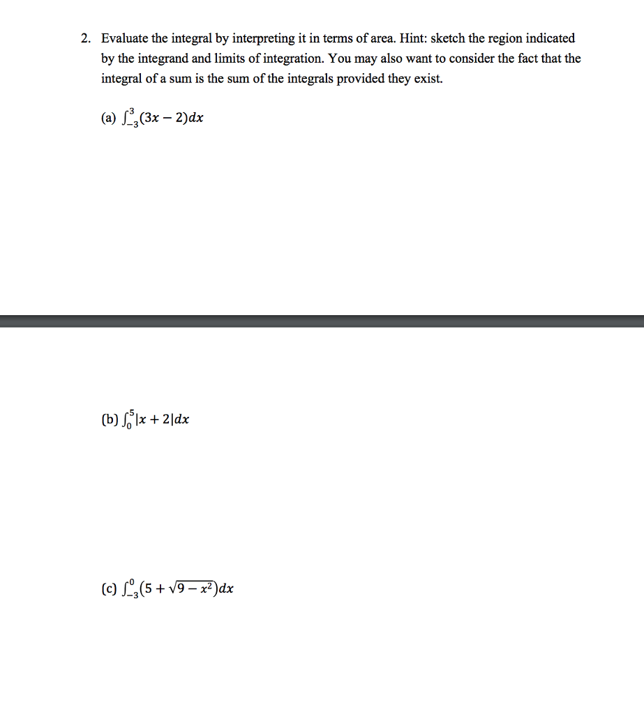 Solved 2. Evaluate the integral by interpreting it in terms | Chegg.com