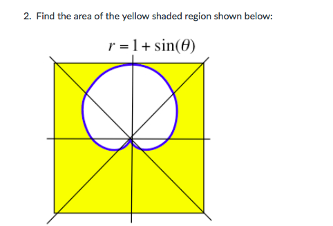 Solved Find the area of the yellow shaded region shown | Chegg.com