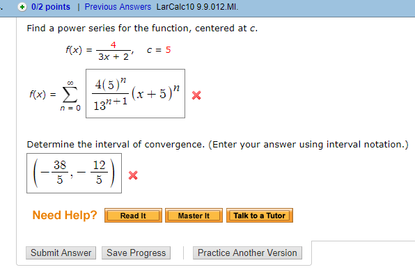 Solved + 0/2 points | Previous Answers LarCalc10 9.9.012.MI | Chegg.com
