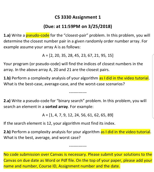 Solved CS 3330 Assignment 1 (Due: at 11:59PM on 3/25/2018) | Chegg.com