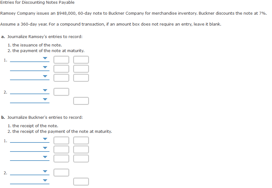 Solved Entries for Discounting Notes Payable Ramsey Company | Chegg.com