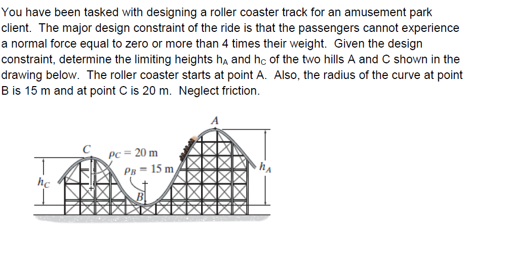 Solved You have been tasked with designing a roller coaster | Chegg.com