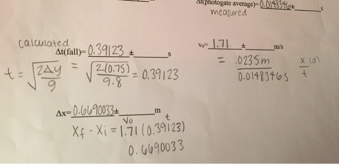 Solved Projectile Motion: Use a photogate to determine the | Chegg.com