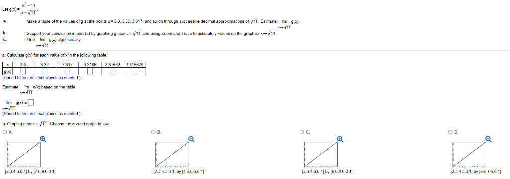 Solved Let g a. Make a table of the values of g at the | Chegg.com