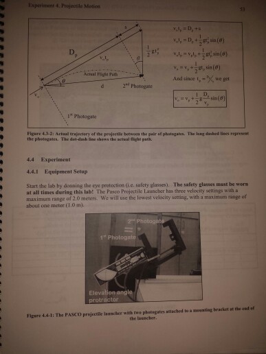 Solved Experiment 4 Projectile Motion 4.1 Materials to be | Chegg.com