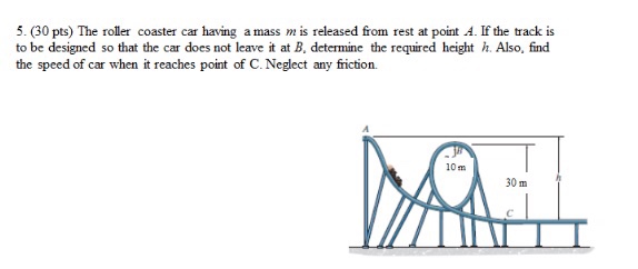Solved The roller coaster car having a mass m is released | Chegg.com