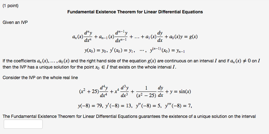 Solved Fundamental Existence Theorem for Linear Differential | Chegg.com