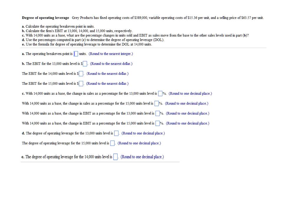 Solved Calculate the operating breakeven point in units. | Chegg.com
