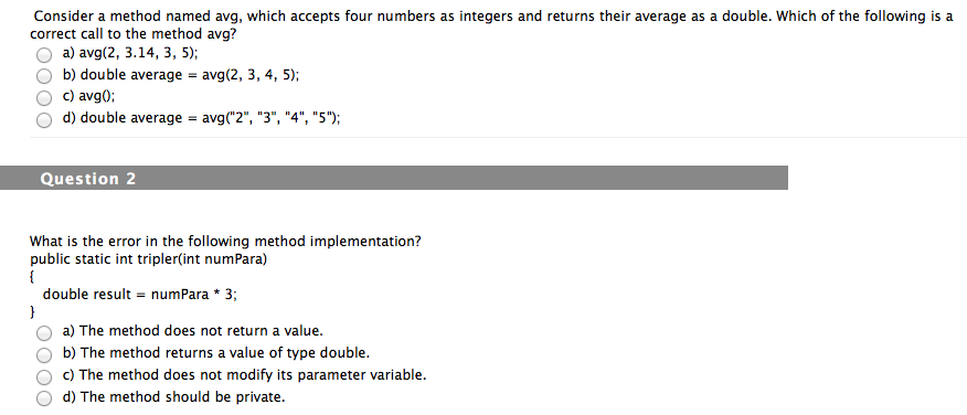 Solved Consider a method named avg, which accepts four | Chegg.com Solved Consider a method named avg, which accepts four | Chegg.com