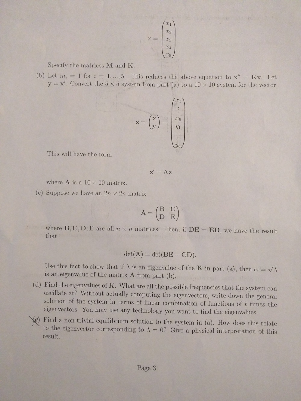 Consider the multiple mass-spring system shown in the | Chegg.com