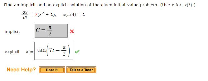 Solved Find An Implicit And An Explicit Solution Of The