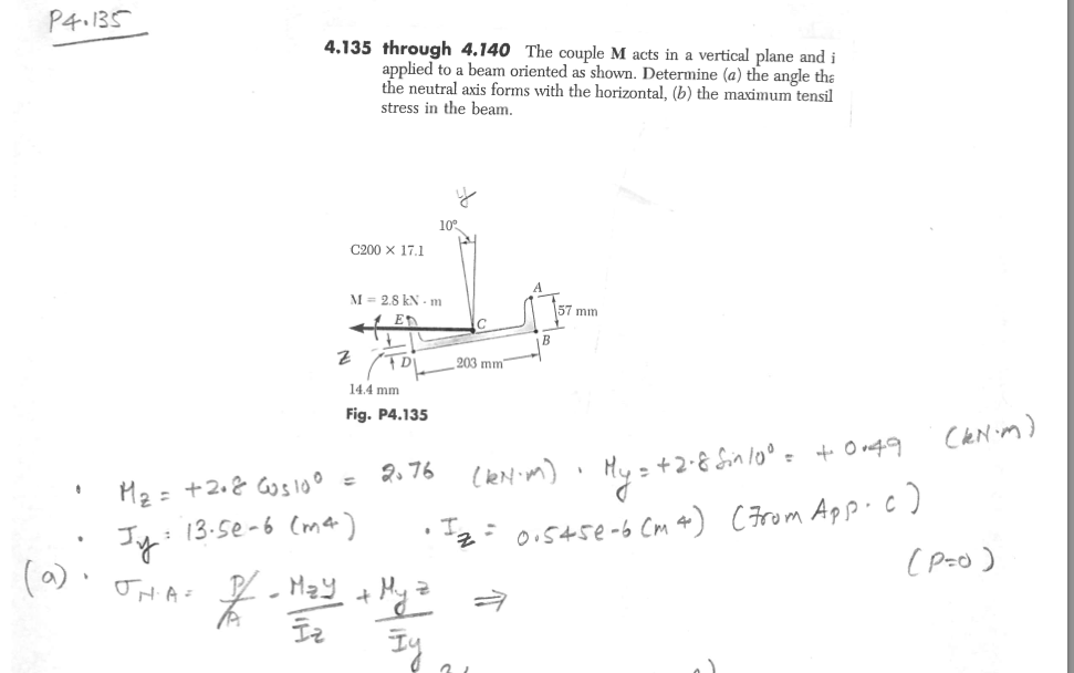 Solved The couple M acts in a vertical plane and i applied | Chegg.com