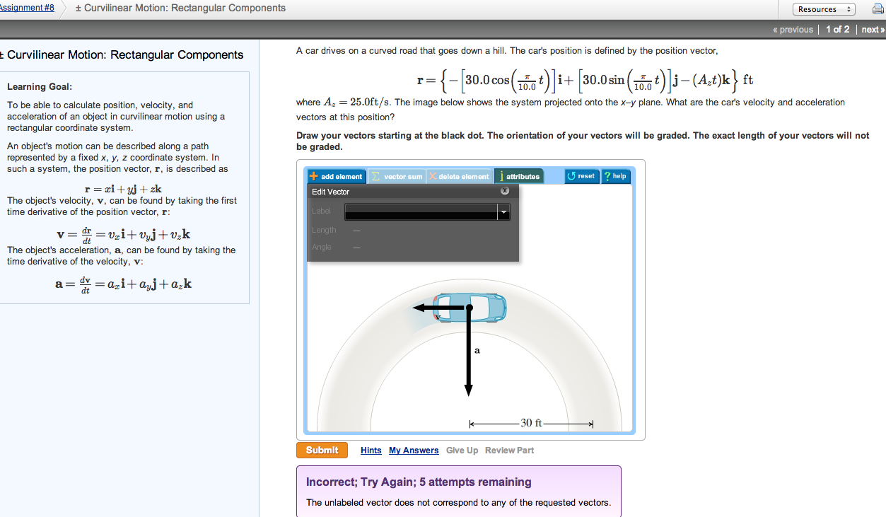 Solved Assignment #8 t Curvilinear Motion: Rectangular | Chegg.com