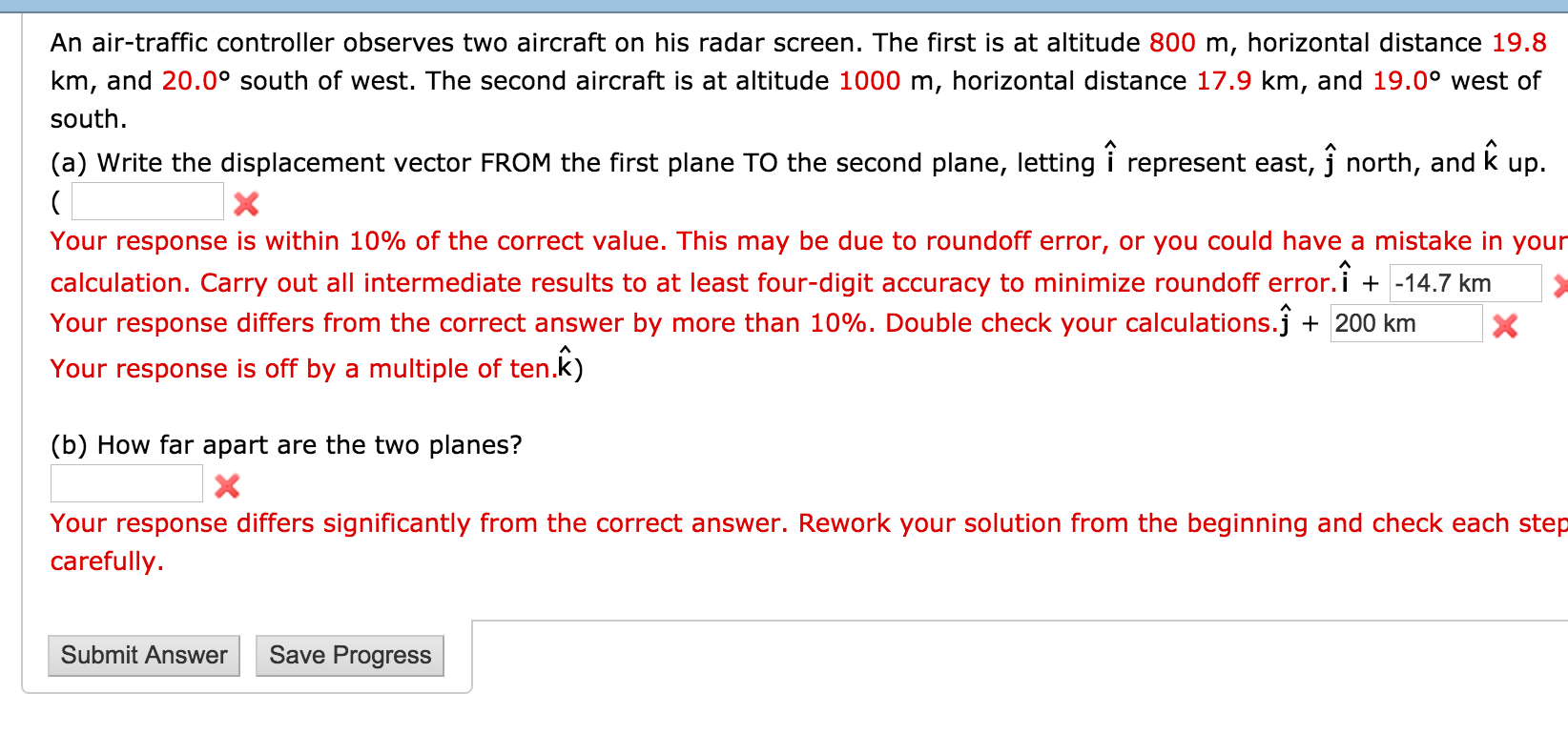 Solved An air-traffic controller observes two aircraft on | Chegg.com
