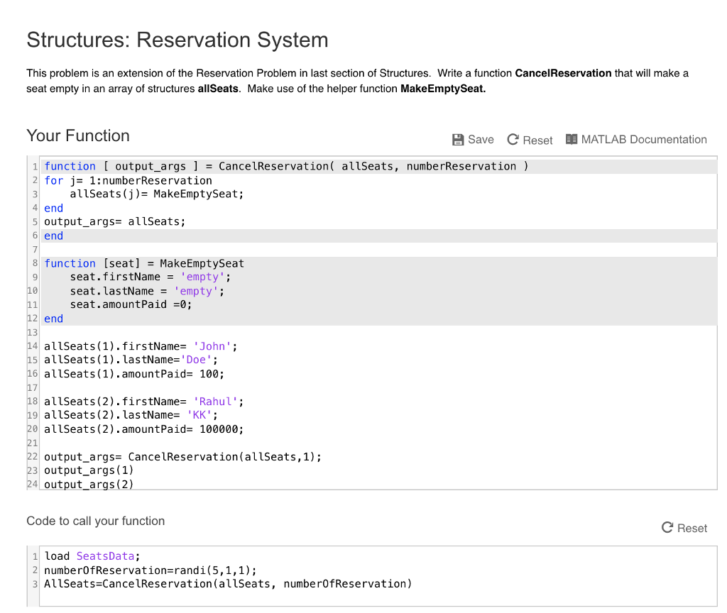 Solved Structures: Reservation System This problem is an | Chegg.com