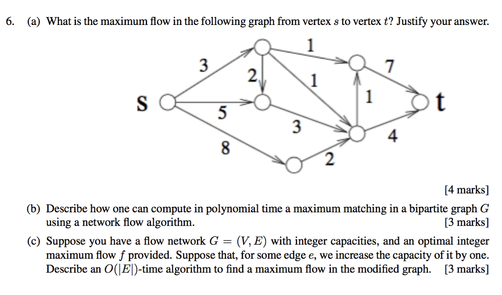 6. (a) What is the maximum flow in the following | Chegg.com