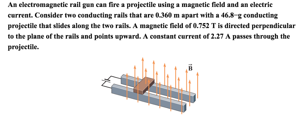 Solved An electromagnetic rail gun can fire a projectile | Chegg.com