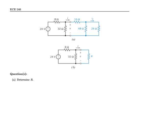 Solved ECE 240 24 V Question(s): (a) Determine R1 and R2 8 V | Chegg.com