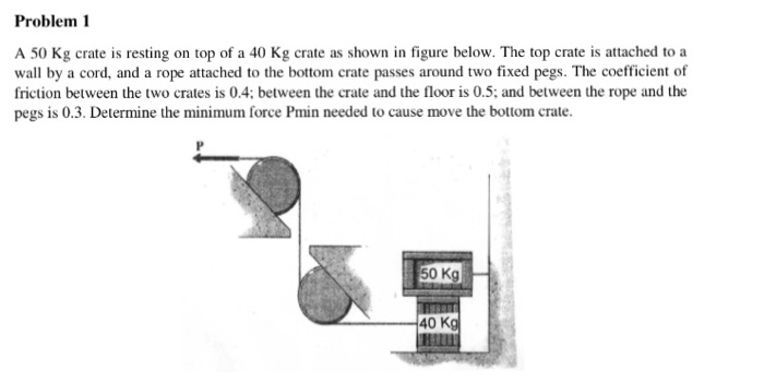 Solved A 50 Kg crate is resting on top of a 40 Kg crate as | Chegg.com