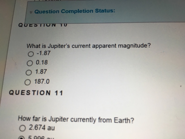 Solved What is Jupiter's current apparent magnitude? How | Chegg.com