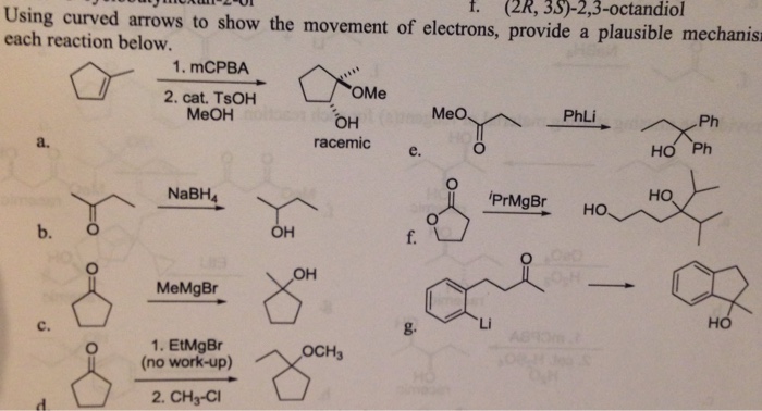 Solved . (2R, 3S)-2,3-octandiol Using curved arrows to show | Chegg.com