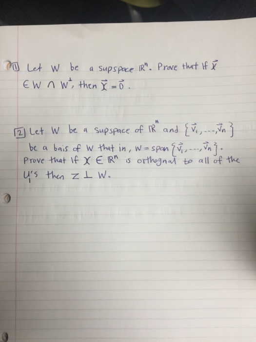 Solved Let W be a subspace R^n prove that if X W W^2 then | Chegg.com Solved Let W be a subspace R^n prove that if X W W^2 then | Chegg.com