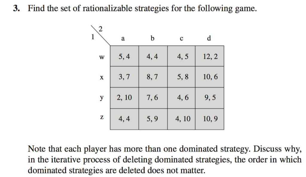 Solved Find the set of rationalizable strategies for the | Chegg.com